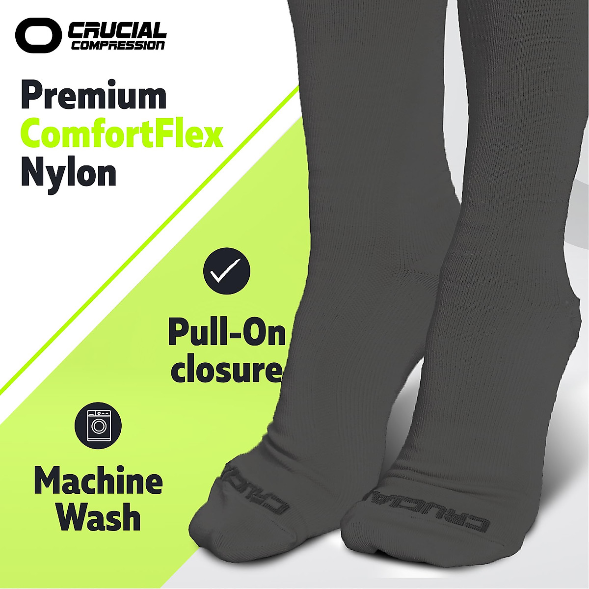 Crucial Compression Socks for Men & Women (20-30mmHg) - Best Graduated Stockings for Running, Athletic, Travel, Pregnancy, Maternity, Nurses, Medical, Shin Splints, Support, Circulation & Recovery