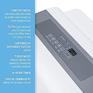 Perfect Aire 50-Pint, 4,500 Sq. Ft. ENERGY STAR Dehumidifier With Continuous Drainage Option, Ultra-Quiet Operation - Ideal for Small Rooms & Basements