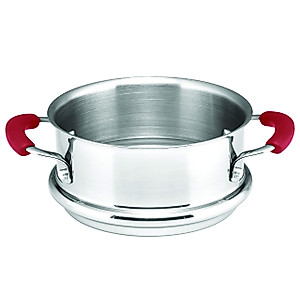 Rachael Ray Cucina Nonstick Sauce Pot/Saucepot with Steamer Insert and Lid, 3 Quart, Cranberry Red