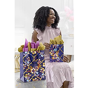 Papyrus 9" Medium Gift Bag (Purple Floral) for Birthdays, Weddings, Bridal Showers and All Occasions (1 Bag)