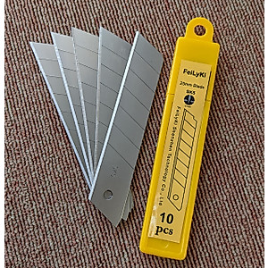 FeiLyKi 20-Pack 25mm Blade Knife Blades Snap Off Blades,SK5 Steel Sharp Silver-2064
