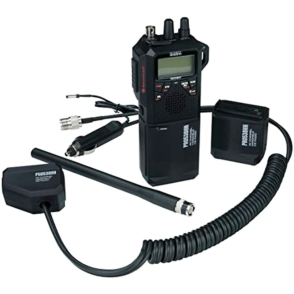 Uniden PRO538HHFM, “2 in 1” Dual Handheld/Mobile Emergency CB Radio with New FM Mode, Full 40 Channels, NOAA Weather Alerts, and Selectable 4-Watts HI/1-Watt Low Output Power.