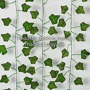 Elements Fake Ivy Garland, Poly Silk Ivy Wall decor with UV protection, Indoor Outdoor Décor for Living Room, Bedroom , Party, Wedding and Patio and Poolside, 79 Inch, 1680 Leaves, Green