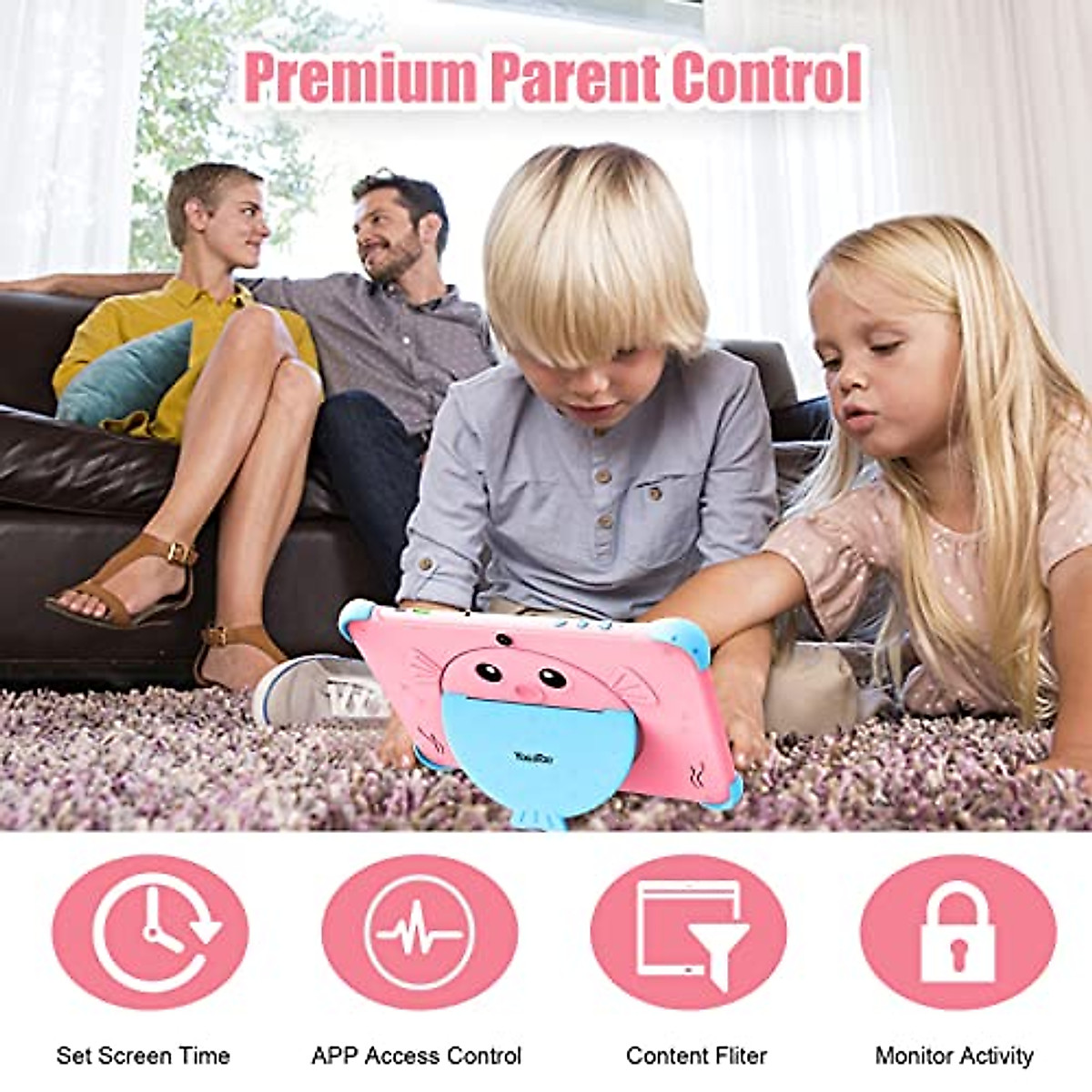 Kids Tablet Android Tablet for Kids 10 inch with Case Included Toddler Tablet with WiFi Android 11.0 Dual Camera IPS Touch Screen Parental Control 2GB 32GB YouTube Netflix Google Play Store