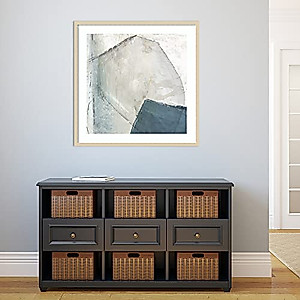 Amanti Art Varied Blue Abstract by Emma Peal Wood Framed Wall Art Print (33 in. W x 33 in. H), Svelte Natural Frame