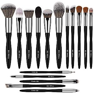 BS-MALL Makeup Brush Set 16 pcs Makeup Brushes Premium Synthetic Bristles Powder Foundation Blush Contour Concealers Lip Eyeshadow Brushes Kit