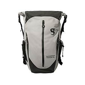 geckobrands Paddler Waterproof 45L Backpack, Large Dry Bag with Padded Shoulder Straps, Waist Strap, Chest Strap, Grey