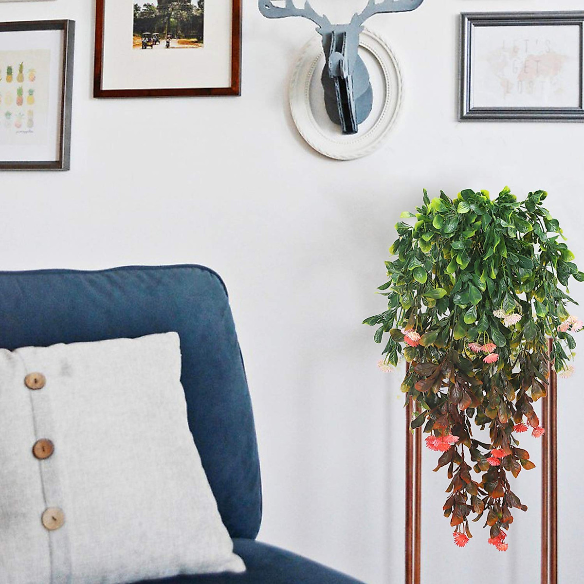 NAHUA 2PCS Artificial Hanging Plants Vines Fake Faux Ivy Leaf Plants Green Vine Wall Hanging Leaves for Kitchen Home Garden Wedding Party Office Decoration