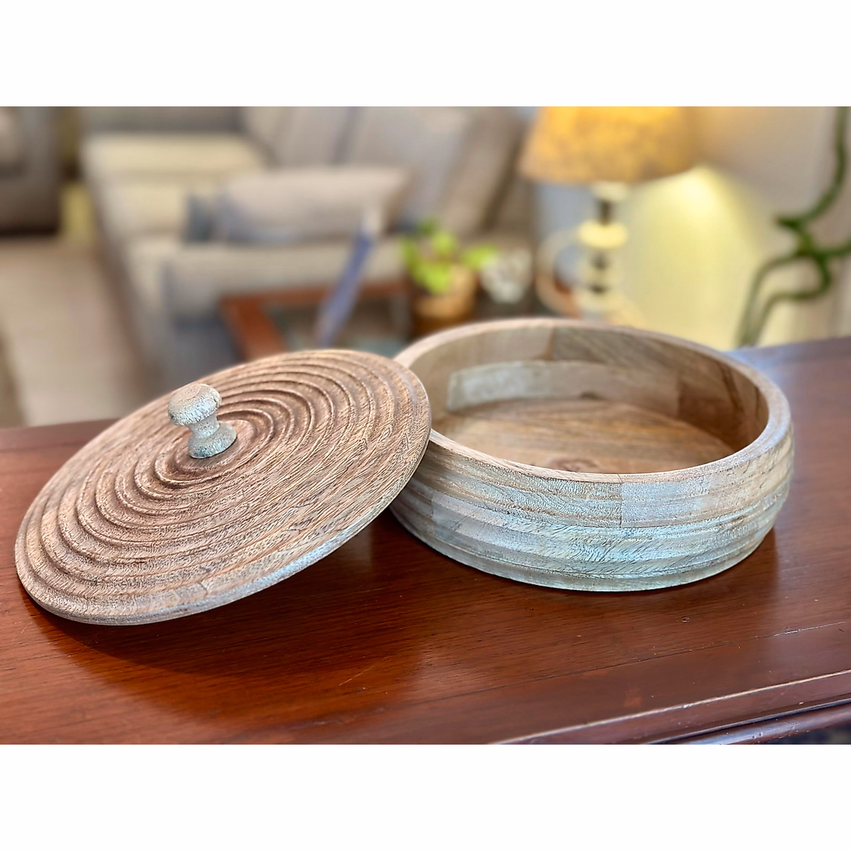 Indian Kitchen Roti Holder Box Pancake Keeper Serveware Hot Pot Casserole Dish With Lid Home Kitchen Dining Decor, Natural Brown, 9 x 3 Inches