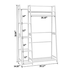 BZH Clothes Rack Heavy Duty Clothes Shelves Coat Rack with Bottom Shelf Clothing Rack for Hanging Clothes, Coats, Skirts, Shirts, Sweaters
