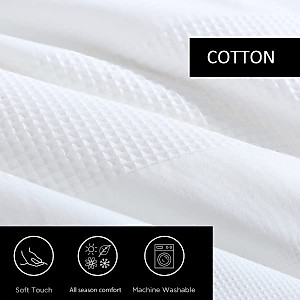 Vera Wang - Queen Duvet Cover Set, Luxury Cotton Bedding with Matching Shams, All Season Home Decor (Waffle Stripe White, Queen)