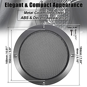 X AUTOHAUX 6.5" Titanium Tone Audio Speaker Cover Mesh Subwoofer Grill Horn Glossy Guard Protector