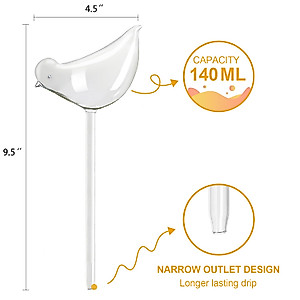 KiKiHeim Plant Watering Globes Self Watering Planter Insert, Clear Glass Bird Shape Water Bulbs, Self Watering Globes for Indoor Plants, Gifts for Plant Lovers