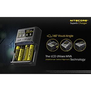 Nitecore SC4 Superb Charger with USB Output includes Car Charger Adapter and LumentTac Battery Organizer Bundle for 18650 17650 17670 RCR123A 16340 14500 Batteries