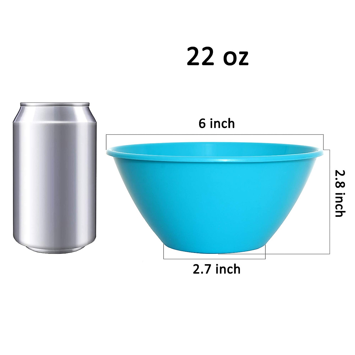 Youngever 22 ounce Plastic Bowls, Cereal Bowls, Soup Bowls, Set of 9 in 9 Assorted Colors