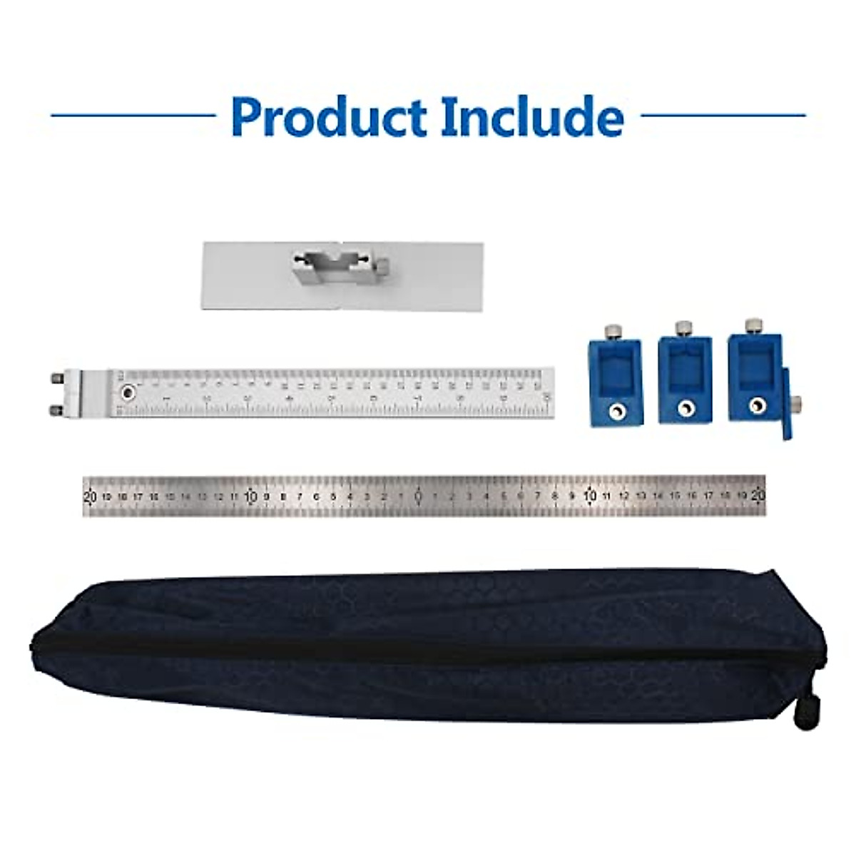 Quick-Set Cabinet Drilling Jig/Template for Easy Installation for Handles and Knobs on Doors and Drawer Fronts-Blue Stainless Steel.