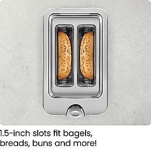 Chefman 2-Slice Digital Toaster, Pop-Up, Stainless Steel, Extra-Wide Slots For Bagels, Defrost, Reheat, Cancel Functions, Removable Crumb Tray