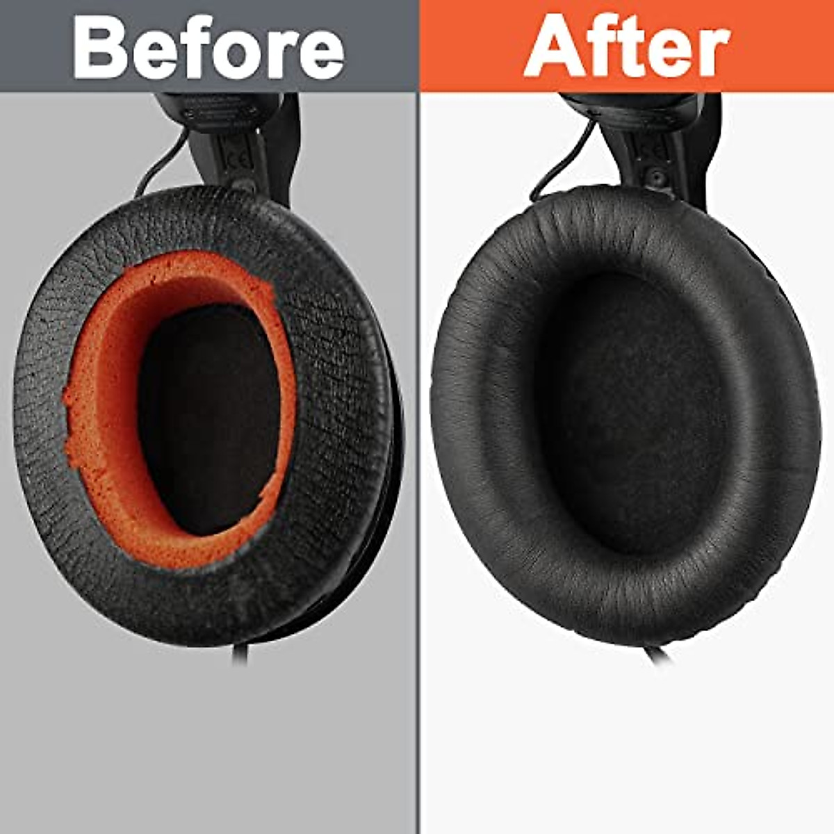 SOULWIT Ear Pads Cushions Replacement, Earpads for Kingston Headphones HyperX Cloud Revolver, Revolver S Gaming Headset (Model Number HX-HSCR-BK/NA & HX-HSCRS-GM/NA) - Black