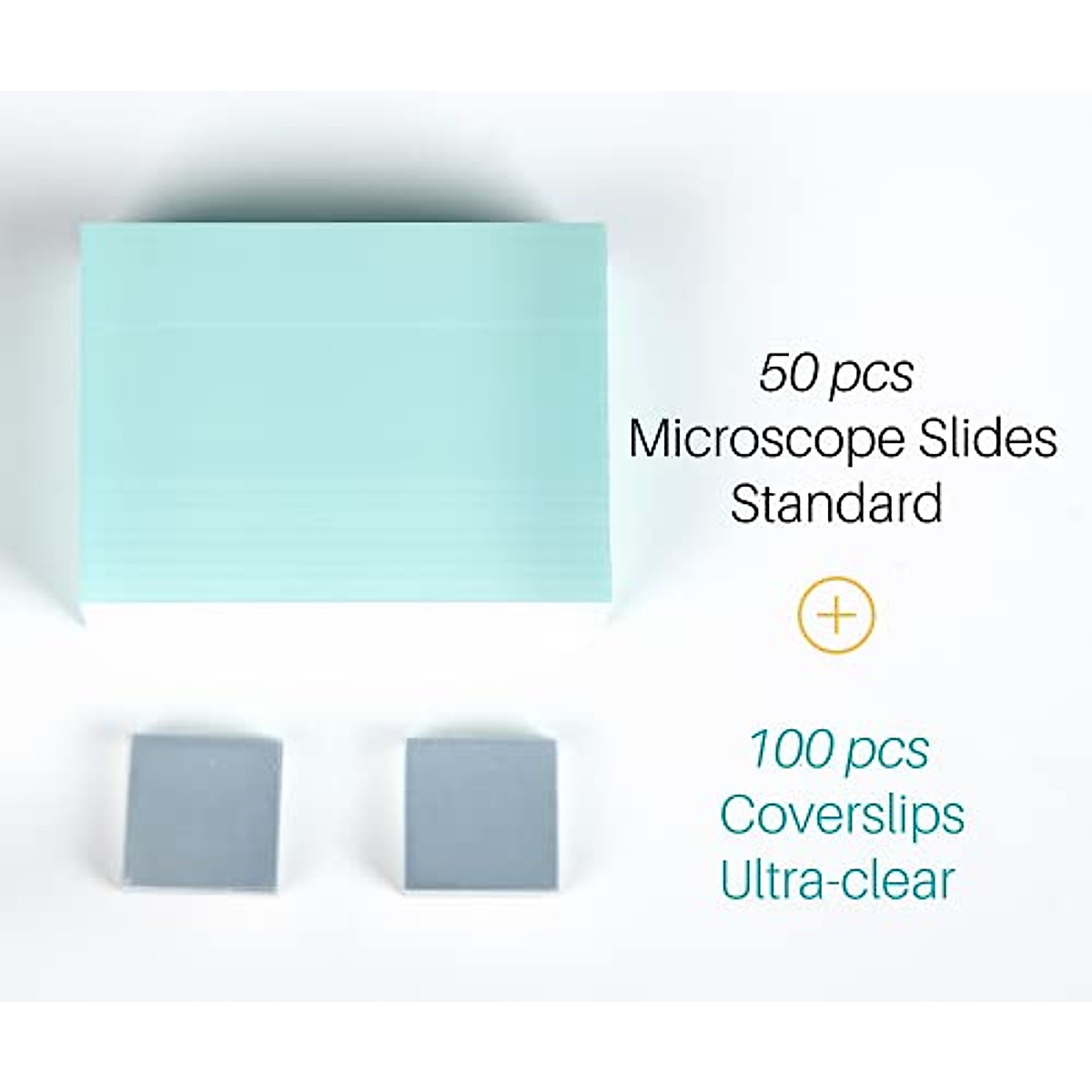 MILLSYN 50 pcs Microscope Slides Blank Plain, Plus 100 pcs Coverslips Ultra-Clear Cover Glasses