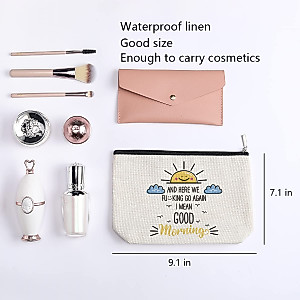 kdxpbpz Funny Makeup Bag for Women Friends Birthday Christmas Gift - Sarcastic Gag Gifts For Women Mother Friend - Travel Toiletry Makeup Organizer Zipper Pouch - I Mean Good Morning