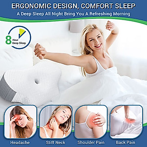 HushNights Side Sleeper Pillows for Adults, Cervical Pillow for Neck Pain Relief, Ergonomic Pillow for Neck and Shoulder Pain, Orthopedic Pillow for Side Sleeper and Back Sleeper