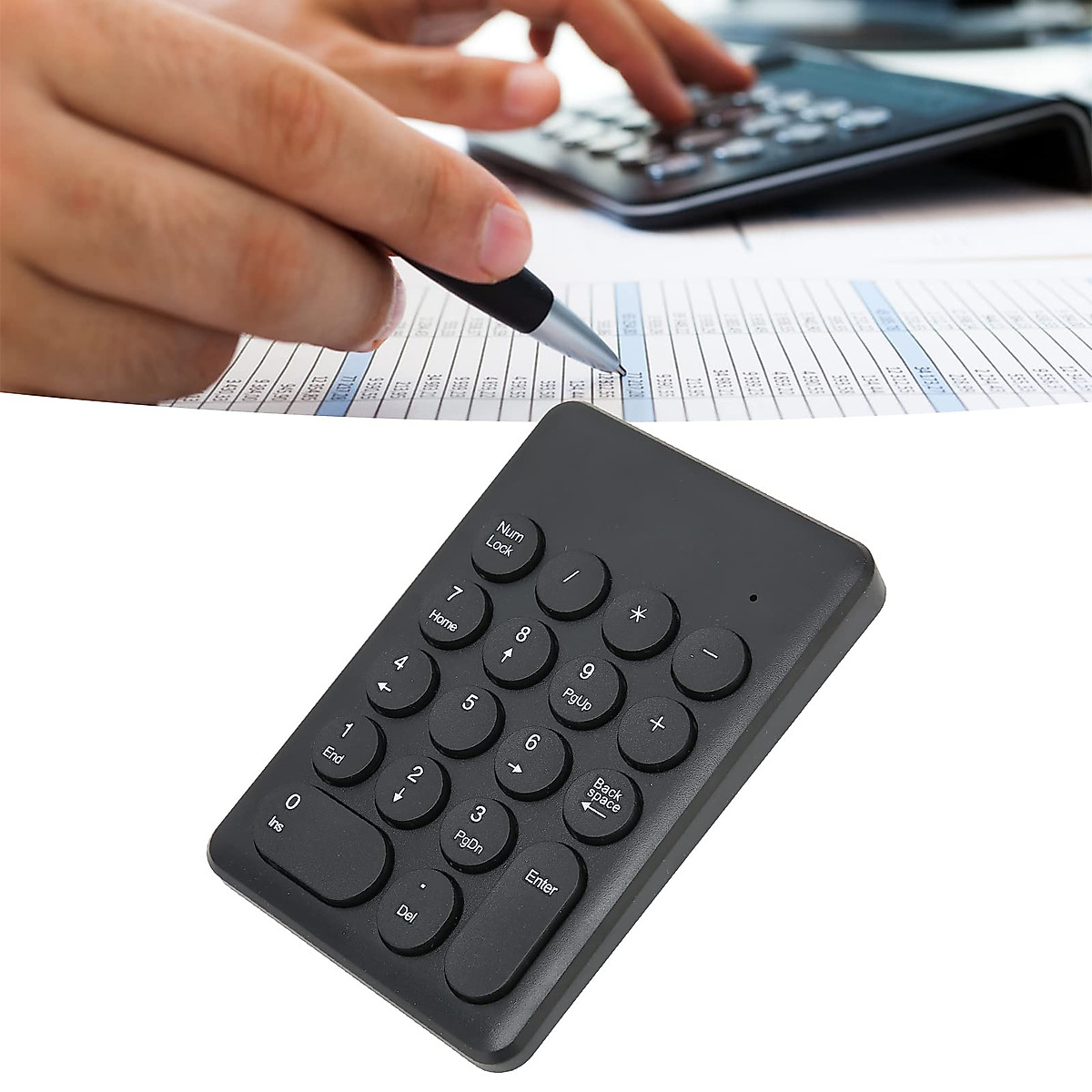 Numeric Keypad for Laptop, Portable Mini Number Pad 18 Keys, Mute Function, 10M Stable Connection, Number Keyboard Extensions for Laptop, PC, Desktop (Black)