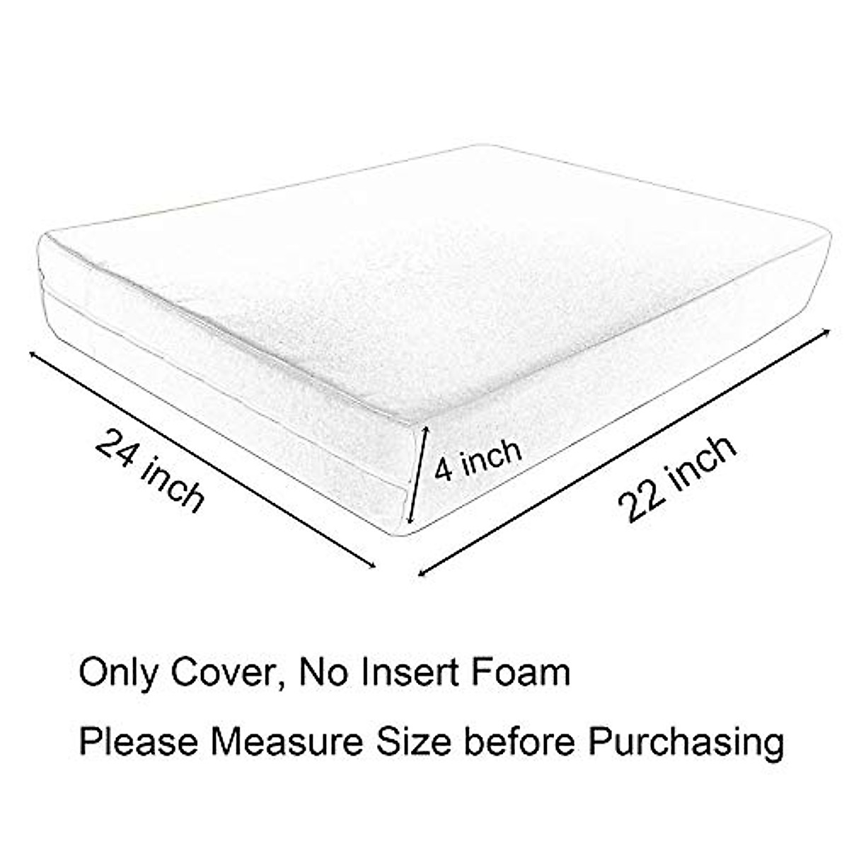 FLYMEI Outdoor Furniture Cushion Covers Replacement, Patio Cushion Covers 24 x 22 x 4 inch, Water Resistant Patio Bench Cushion Cover Durable Outdoor Couch Cushion Cover