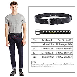 XZQTIVE Men's Double Prong Belt 2 Holes Leather Jeans Belt for Men 1.5 inches Wide