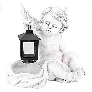 Ruiqas Candles Holder Outdoor Resin Landscape Lamp Home Garden Lawn Lamp Fairy Angel Light Decoration Sculpture Craft