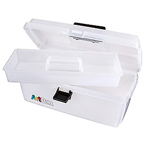 ArtBin 6966AB 16 in. Lift-Out Tray Box, Portable Art & Craft Organizer with Handle and Tray, Clear