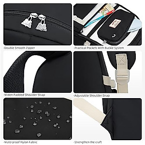 Caoroky knight Laptop Backpack Purse 15.6 inch School Bag College Back Pack Anti Theft Travel Backpacks Large Bookbag for Teens Girls Women Students Casual Daypack - Black