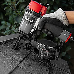 XtremepowerUS Coil Siding Roofing Nailer, Pneumatic Roofing Nails from 7/8" up to 1-3/4", 16 Degree Magazine Patio Roofing Nail Gun
