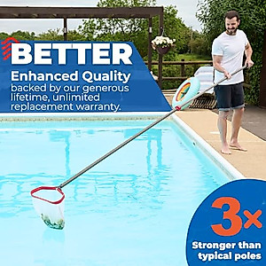 [ Patented ] ProTuff Pool Pole, Telescopic 16ft - Never Sticks or Slips - Lifetime, No Cost Replacements - Heavy Duty Telescoping Pool Poles for Cleaning - Premium Pool Cleaning Equipment