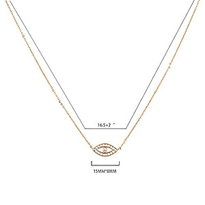 MEVECCO Gold Dainty Evil Eye Necklace for Women,14K Gold Plated Cute Tiny Solitaire Cubic Zirconia Protection Boho Evil Eye Minimalist Simple Necklace