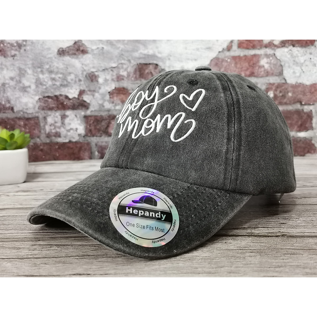Hepandy Funny Boy's Mom Hat for Women, Embroidered Gifts Mama Baseball Cap, Distressed Washed Black Cotton Adjustable Hat