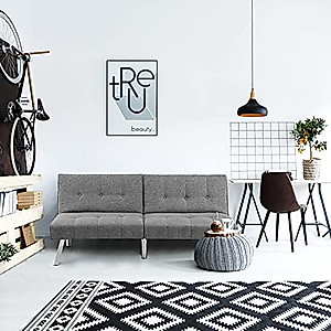 HOMEFLA Sofa Bed, Convertible Sofa with Sturdy Frame, Adjustable Sleeper Sofa for Living Room, Bedroom, Lounge, Dorm or Office Reception Room, 36" D x 65" W x 32" H, Grey