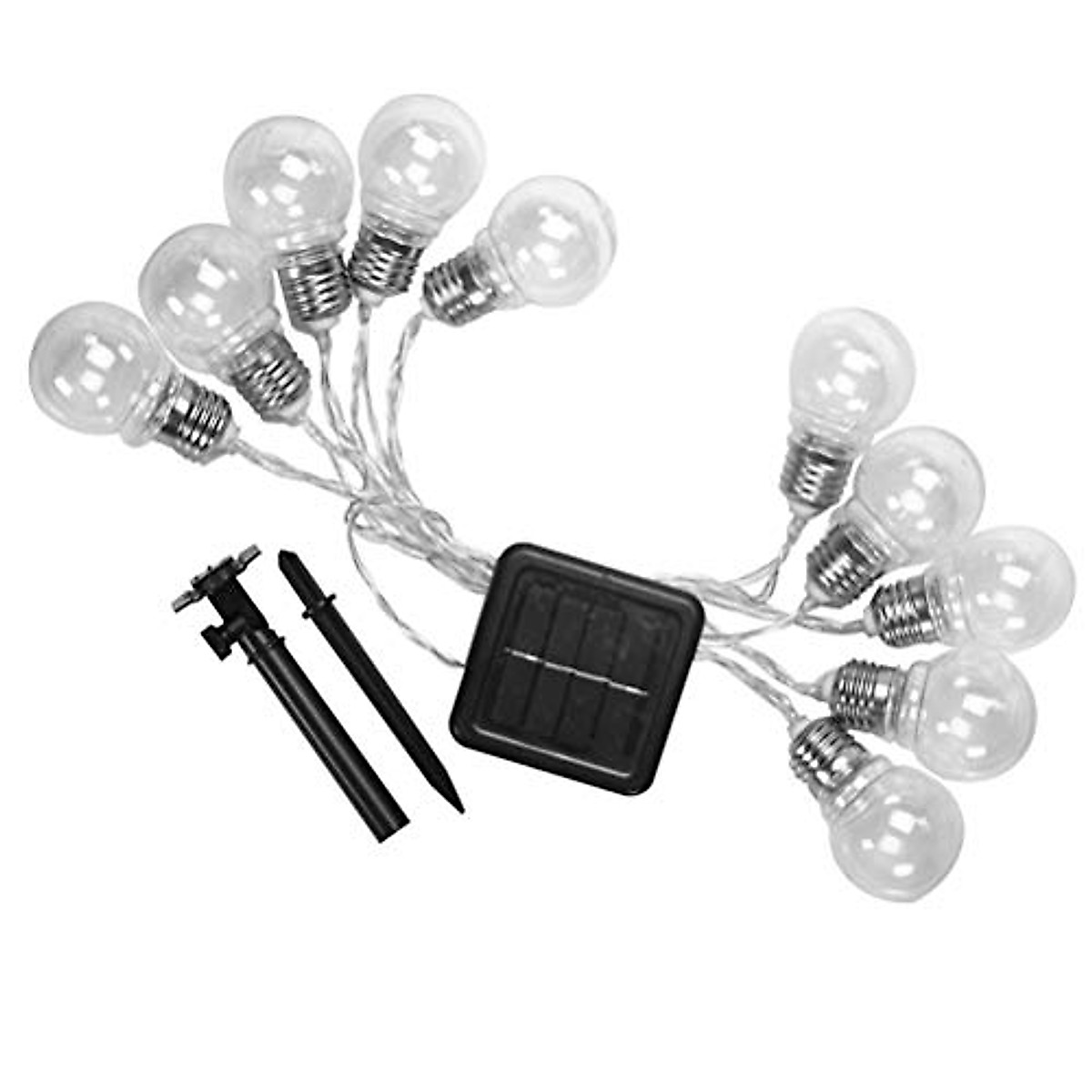 SOLUSTRE Solar Light Outdoor, 2. 5M 10LED Retro Bulbs String Lights Energy LED Waterproof Warm White Lamps for Festival Party Home Garden (Black)