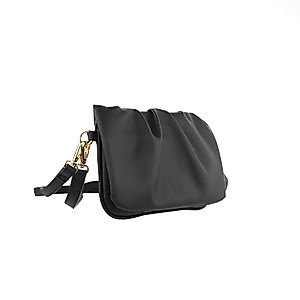 Olivia Miller Women's Faux Leather Ruched Front Flap Cloud Chic Bag Crossbody