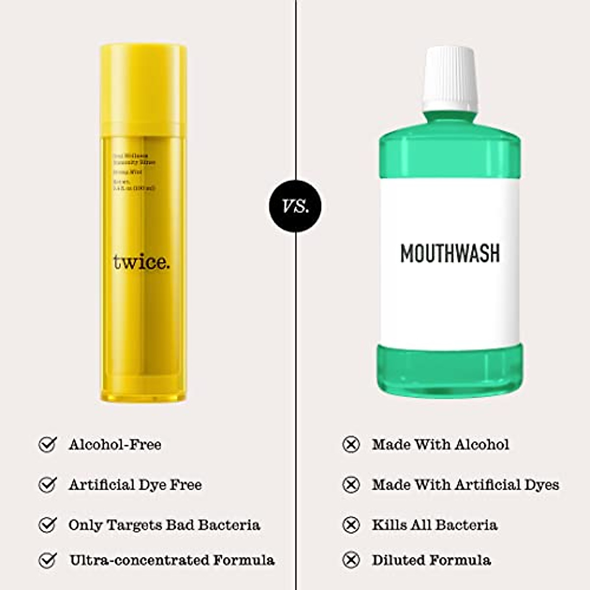 Twice Mouthwash Alcohol Free - Strong Mint - Next Gen, Premium Immunity Rinse - Teeth Whitening Mouthwash, Gum Health, and Fresh Breath - One Month Supply