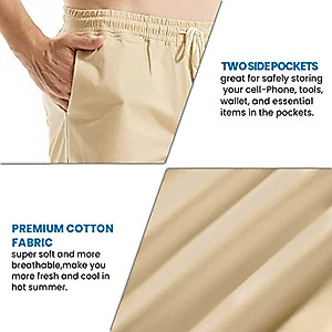 AIMPACT Men's 5 Inseam Cotton Casual Shorts Elastic Waistband with Multi-Pocket Daily Wear(Khaki XL)
