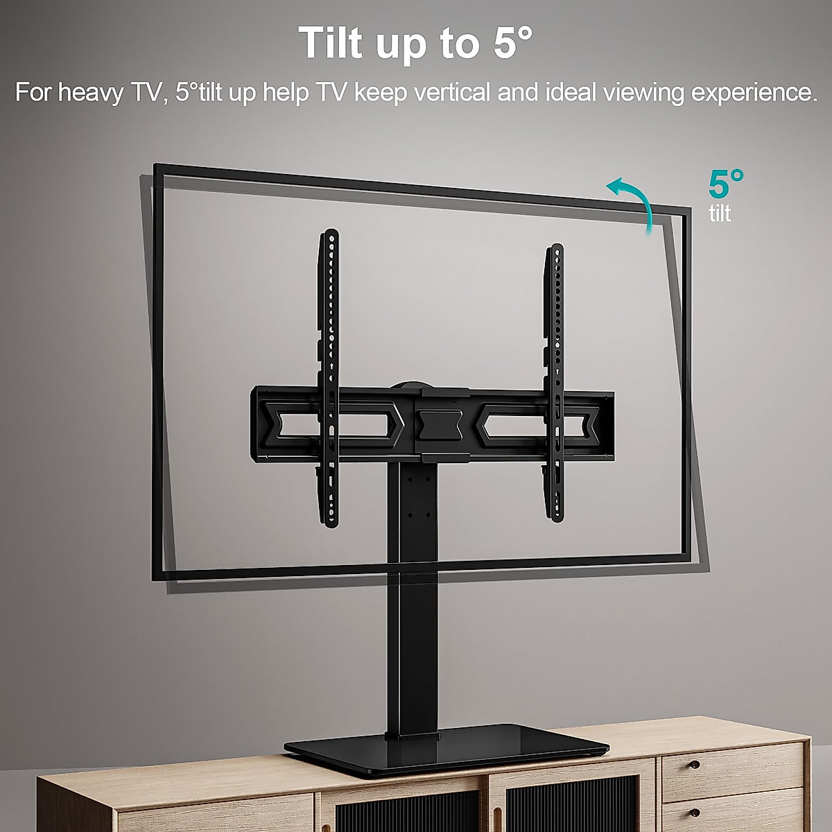 Universal TV Stand, Swivel TV Stand Base Fits Most 37 to 70 Inch LCD LED Screens, 9 Levels Height Adjustable Table Top TV Stand with Tempered Glass Base, Holds up to 88lbs, Max VESA 600x400mm