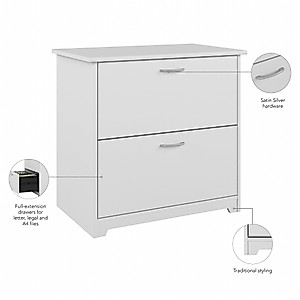 Bush Furniture Cabot 2 Drawer Lateral File Cabinet, White