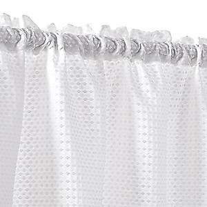 jinchan White Kitchen Curtains 36 Inch Tier Curtains Waffle Woven Textured Cafe Curtains Half Window Curtain Set Rod Pocket Light Filtering for Bathroom Sink Laundry Room Basement RV 2 Panels