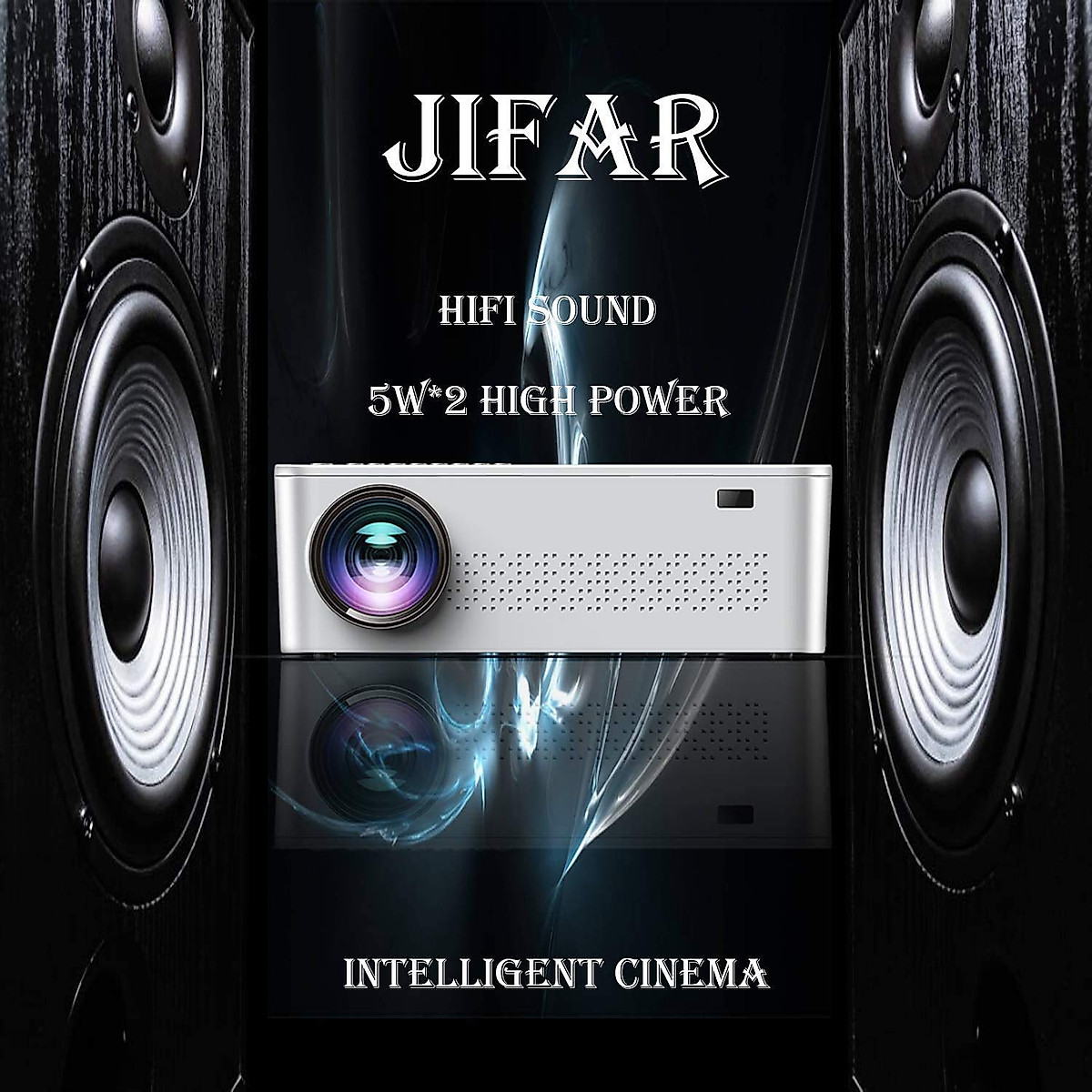 JIFAR HD Projector with WiFi and Bluetooth, 5G WiFi Native 1080P 12000L Outdoor Projector Support 4K 450" Display, Mini Portable Movie Projector, for PPT, Dolby, TV, VGA, Laptop, iOS & Android Phone