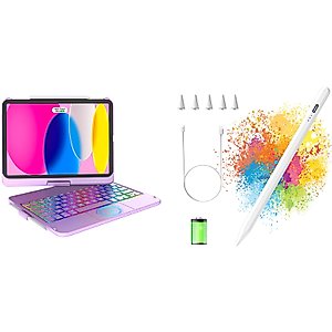Touchpad Keyboard Case for iPad 10th Generation 10.9 inch(Light Purple) Bundle with Stylus Pen for iPad Compatible with 2018-2022…