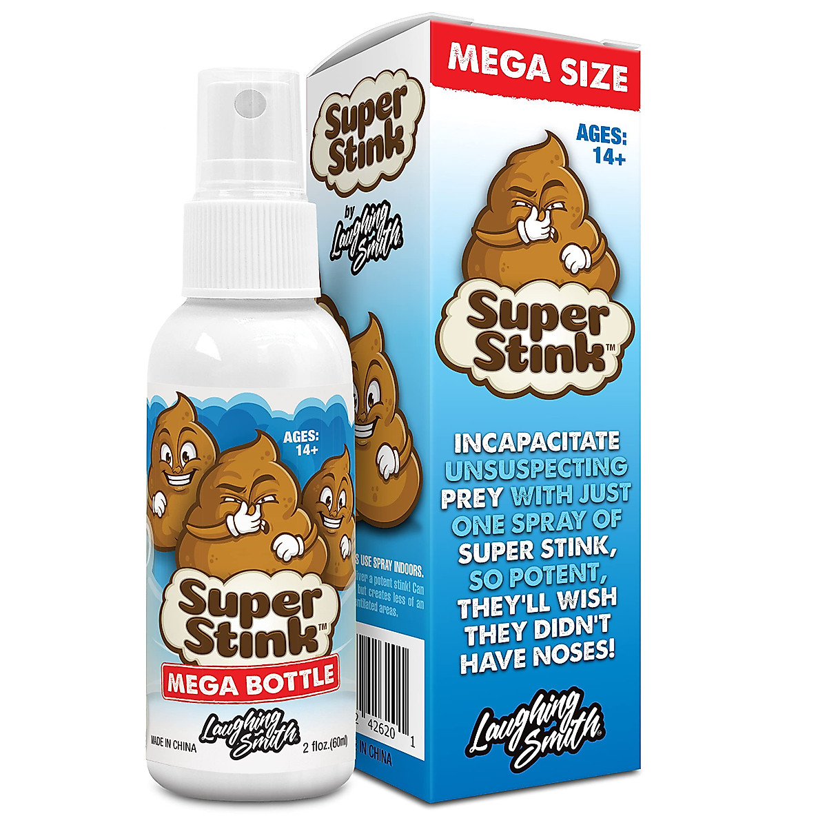 SUPER STINK (Mega Size 60ml) - Fart Spray - 'Insanely Strong' Extra Potent Stink - Fake Poop Smelling Prank Stuff - Smells Like Super 'Bad' Gas - Great Gag Gifts, Stocking Stuffers & Fun Party Favors