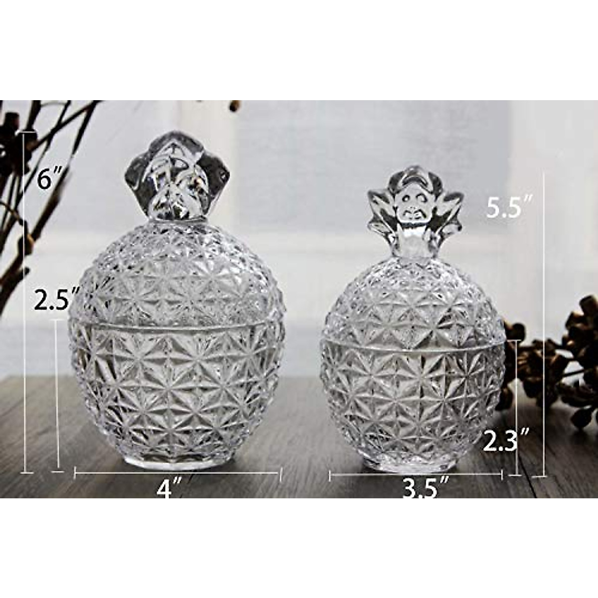 Crystal Glass Pineapple Embossed Candy Jar Candy Dish Food Storage Jar with Lid