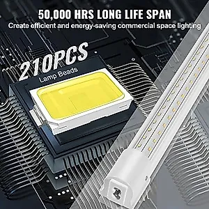 VEVOR 10 Pack LED Shop Light, 4 FT, 40W Linkable Shop Light Fixture, 5000 LM Ceiling Lights 59 in Power Cords with ON/Off Switch 48 in Connector Cables, for Garage Warehouse Home Workkshop and Office