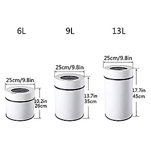 LXXSH Stainless Steel Household Trash Can Smart Home Electric Trash Cans Round Induction Trash Can, Spiral Induction Opening and Closing Trash Can for Bedroom (Color : A, Size : 6l)