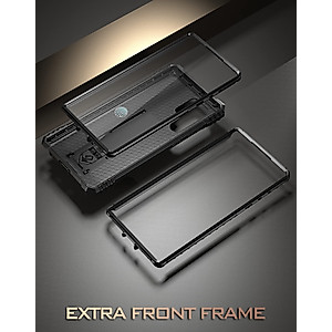 Poetic Revolution Case Compatible with Galaxy S22 Ultra 5G 6.8 inch, Full Body Rugged Shockproof Protective Cover Case with Kickstand, Built-in Screen Protector Work with Fingerprint ID, Black